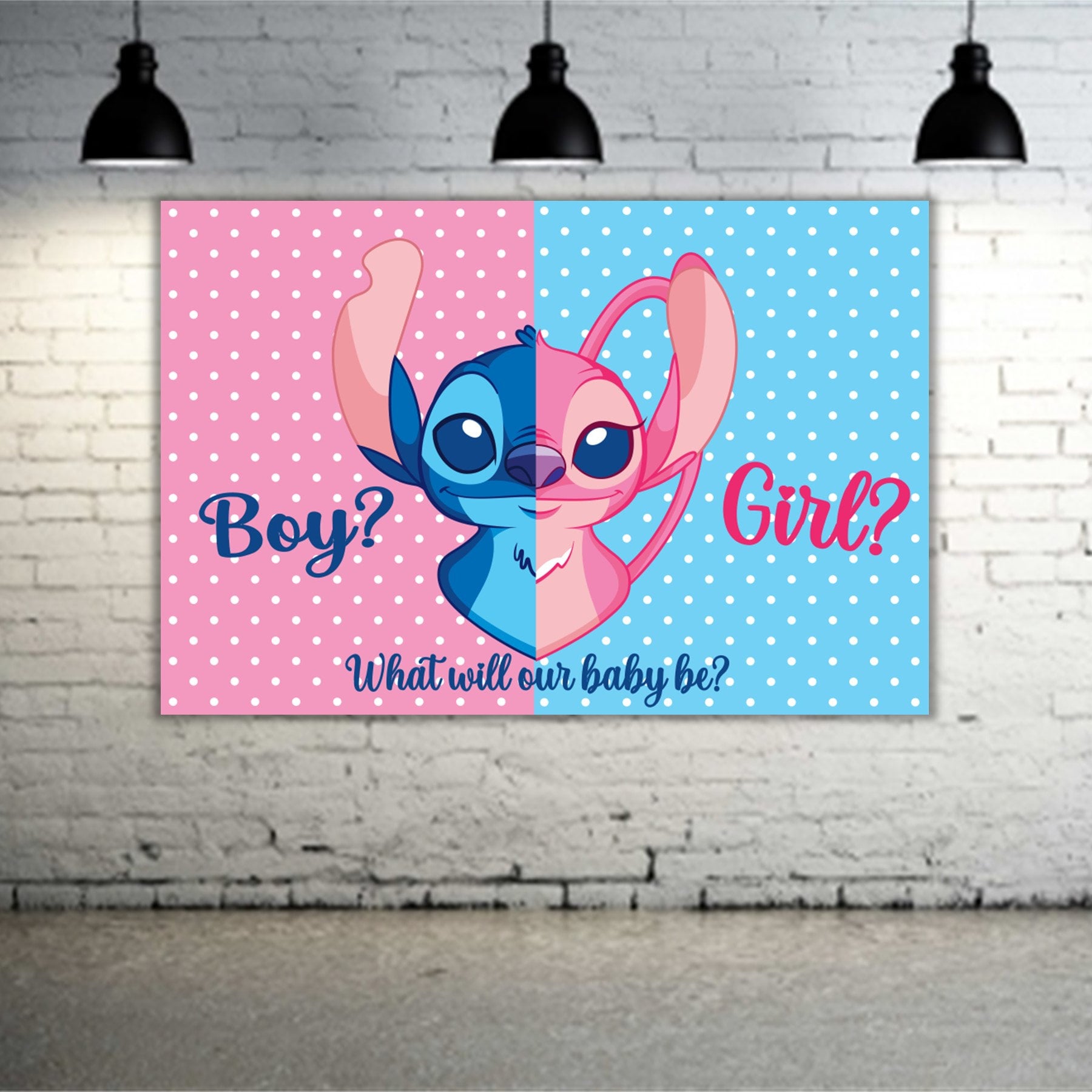 Stitch And Angel Gender Reveal Decorations