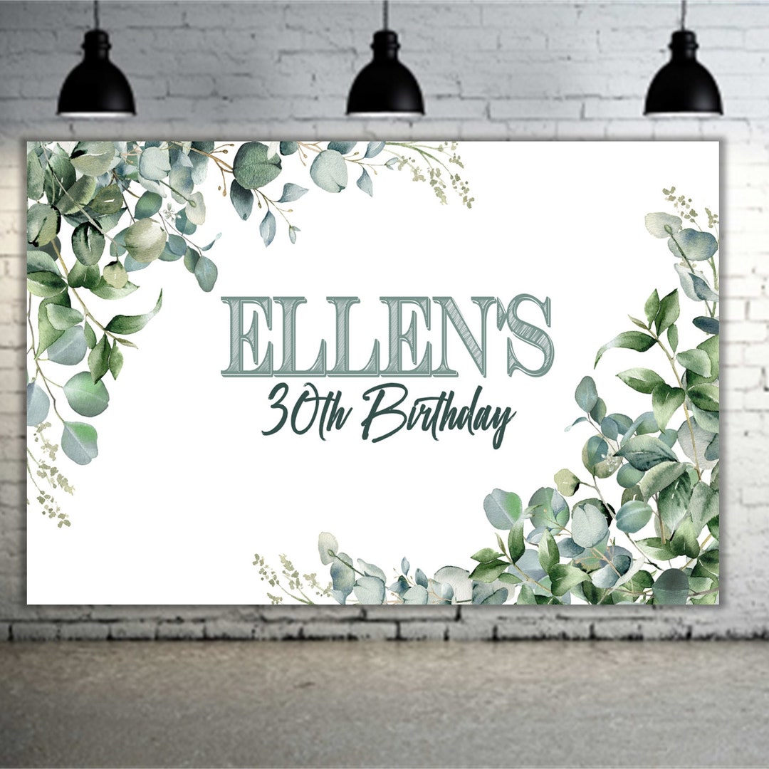 Eucalyptus Birthday Party Banner Backdrop - Etsy