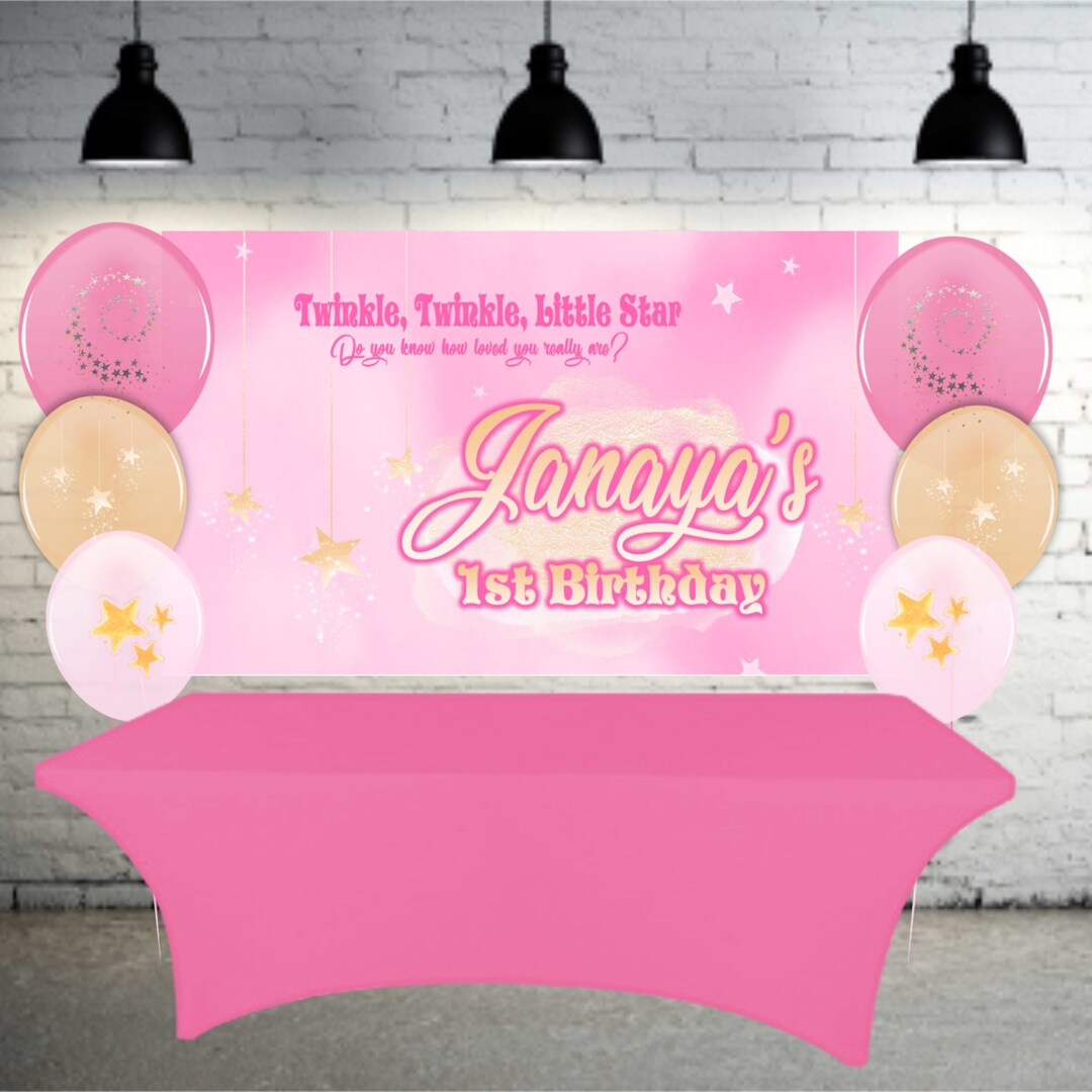 Pink Twinkle Twinkle Little Star Party Banner Backdrop - Etsy