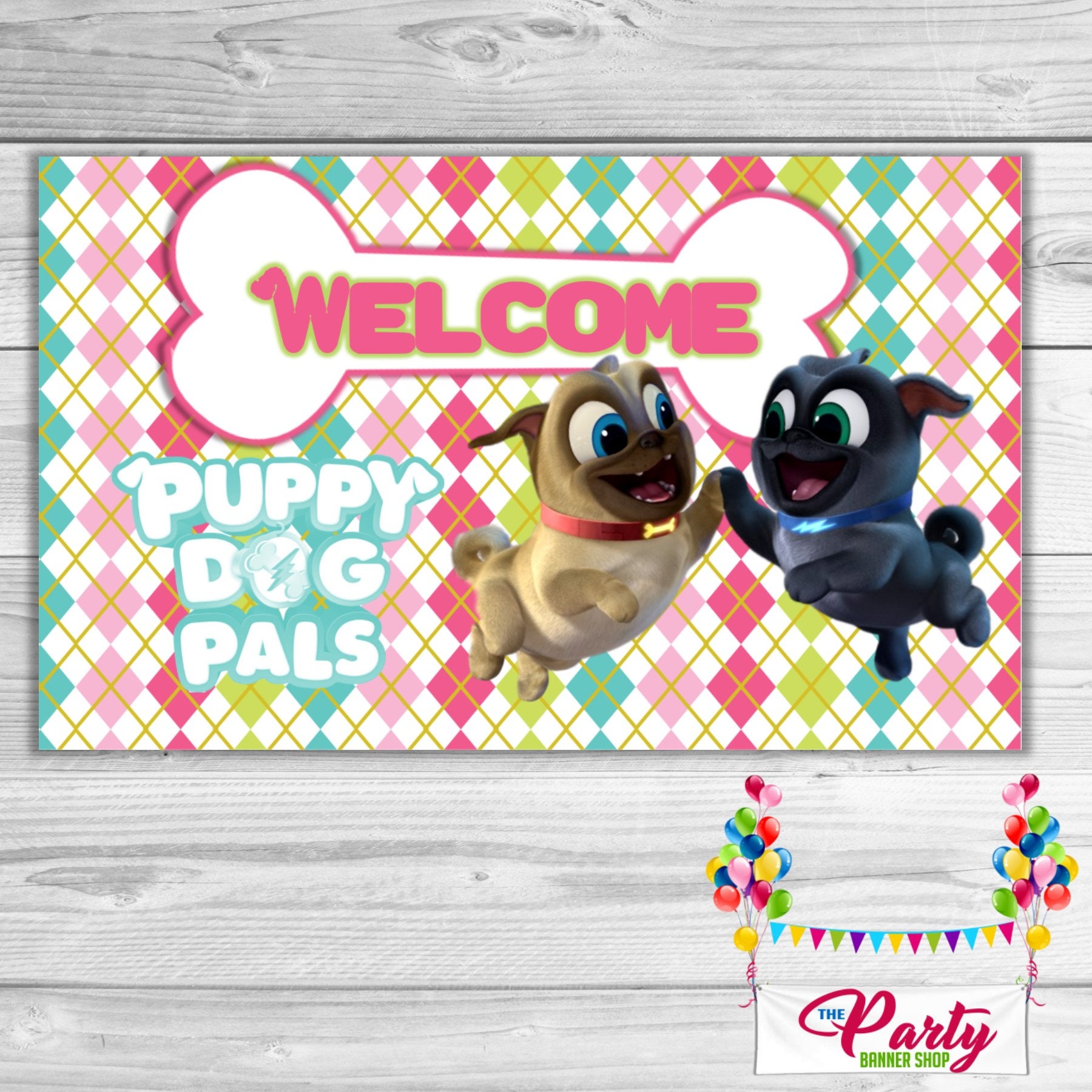 Puppy Dog Pals Girly Party Banner | Etsy