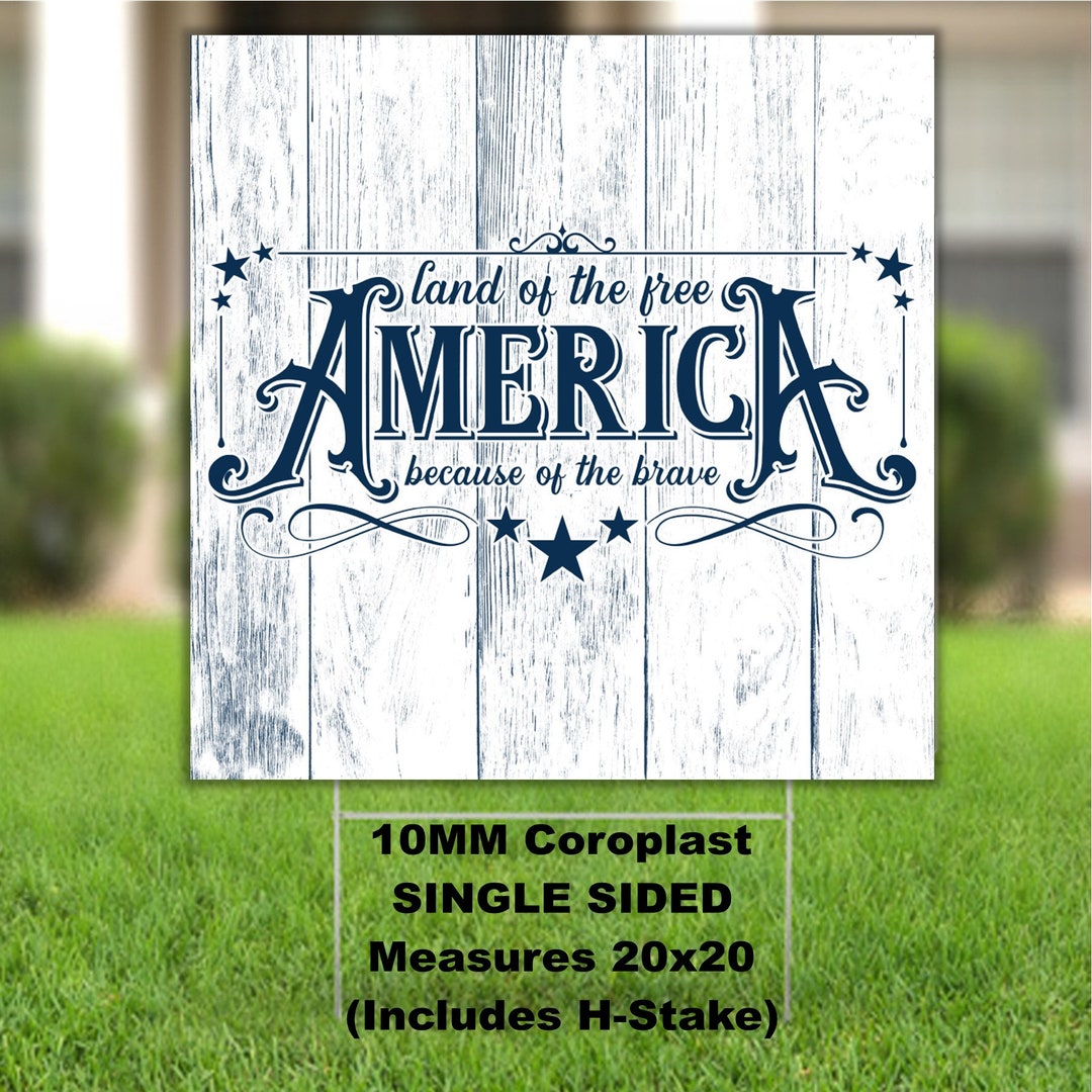 America Land of the Free Patriotic Lawn Sign - Etsy