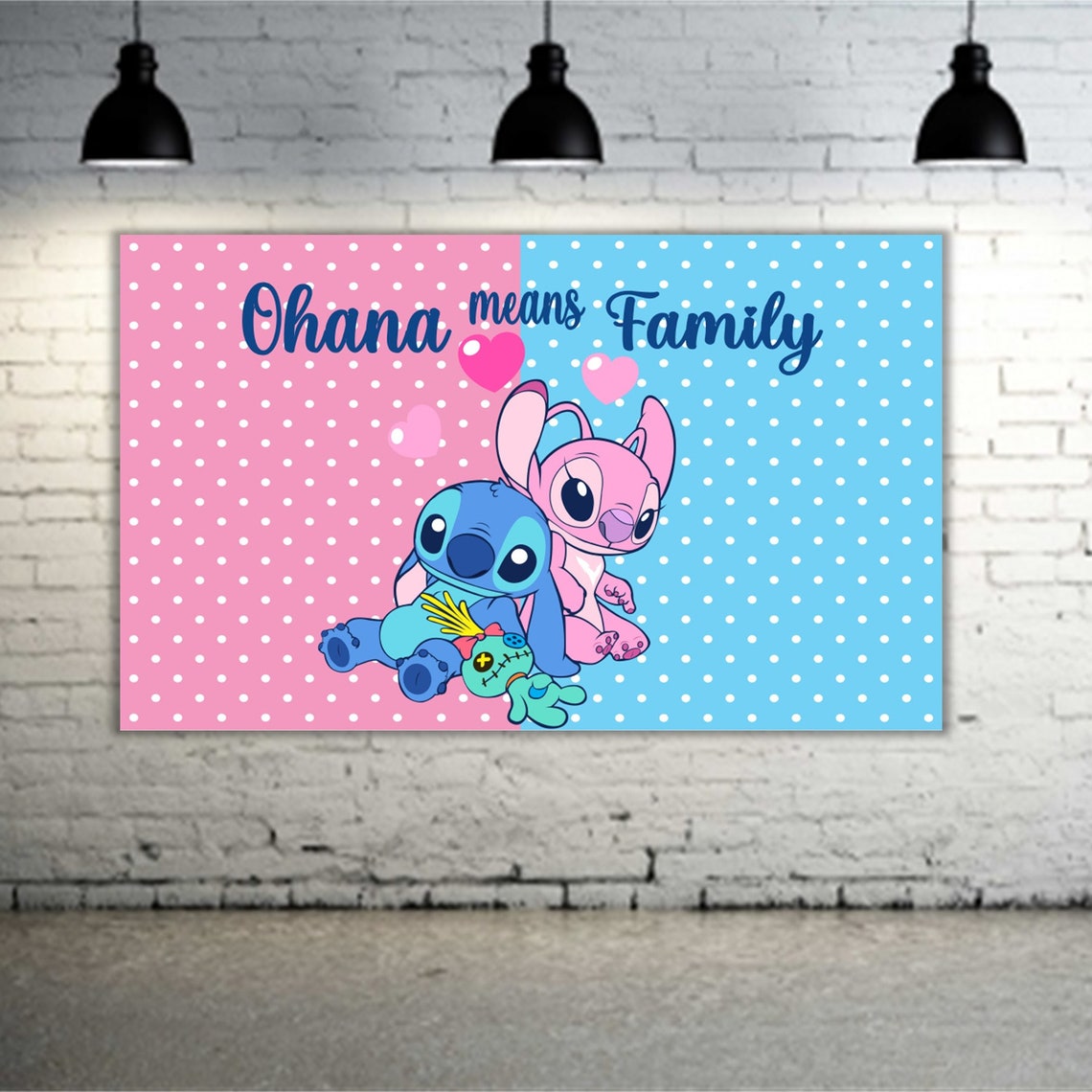 Ohana Means Family Stitch Angel Gender Reveal Party Banner | Etsy