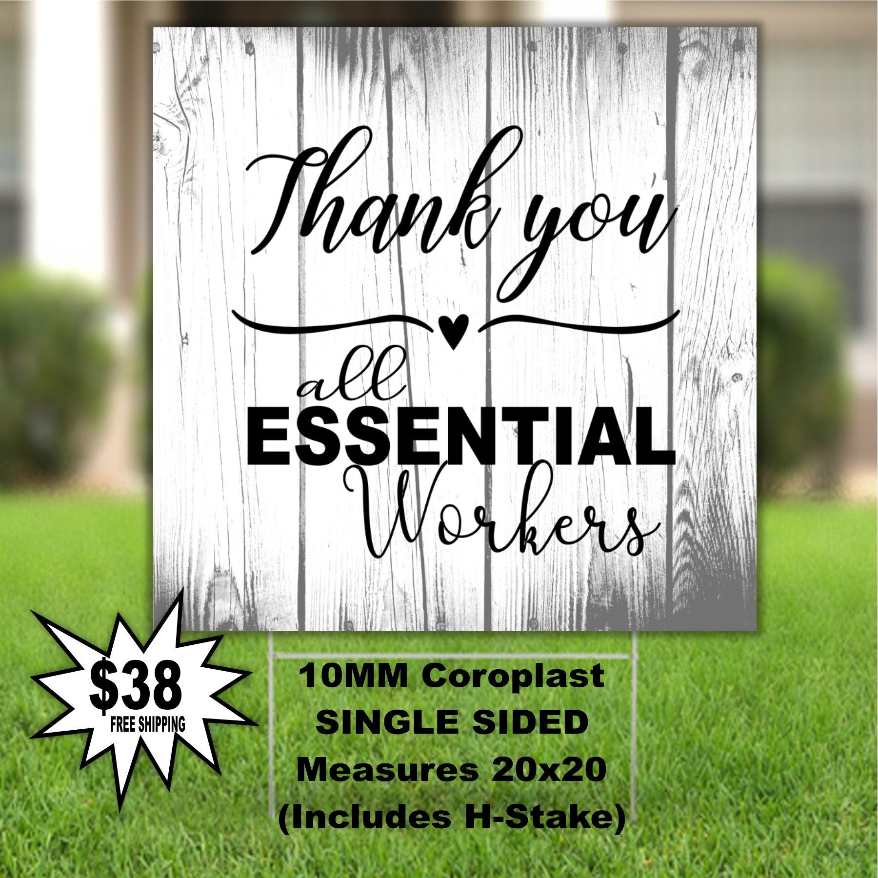 Thank You All ESSENTIAL Workers Lawn Sign | Etsy