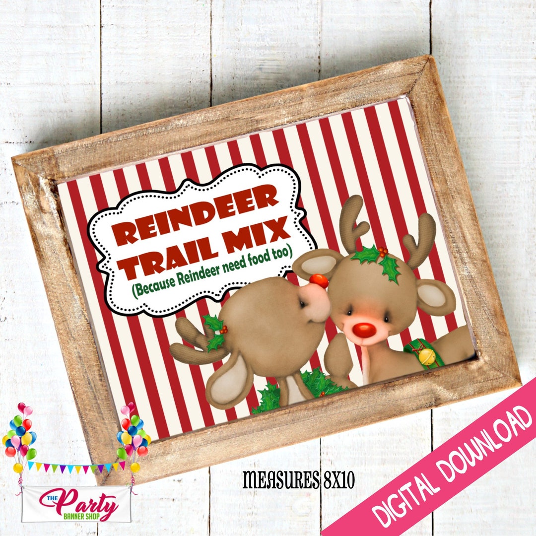 Reindeer Trail Mix Station Sign and Topping Place Cards - Etsy