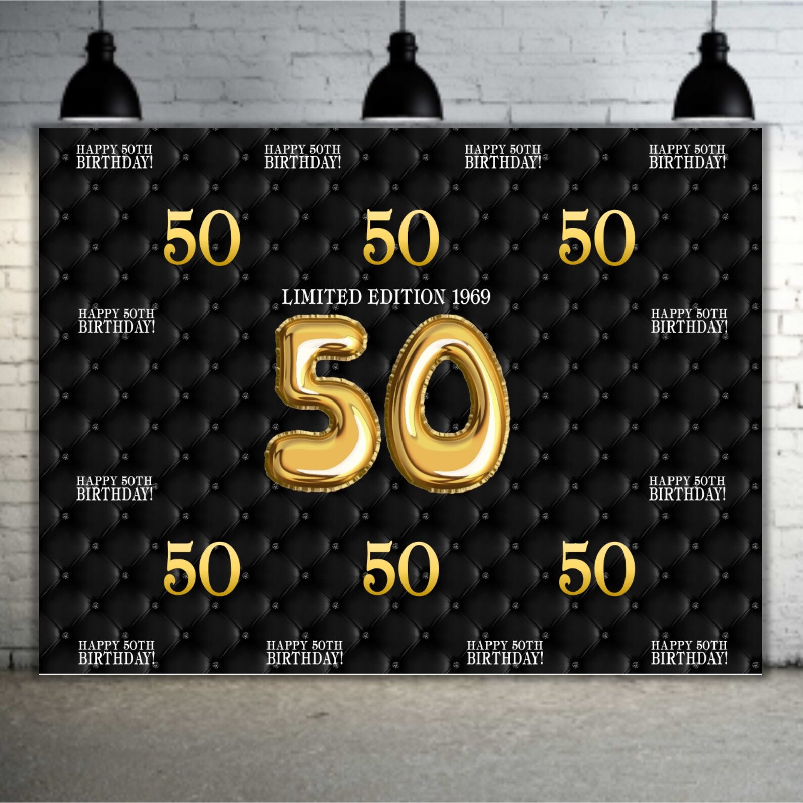 50th Black and Gold Step and Repeat Banner - Etsy