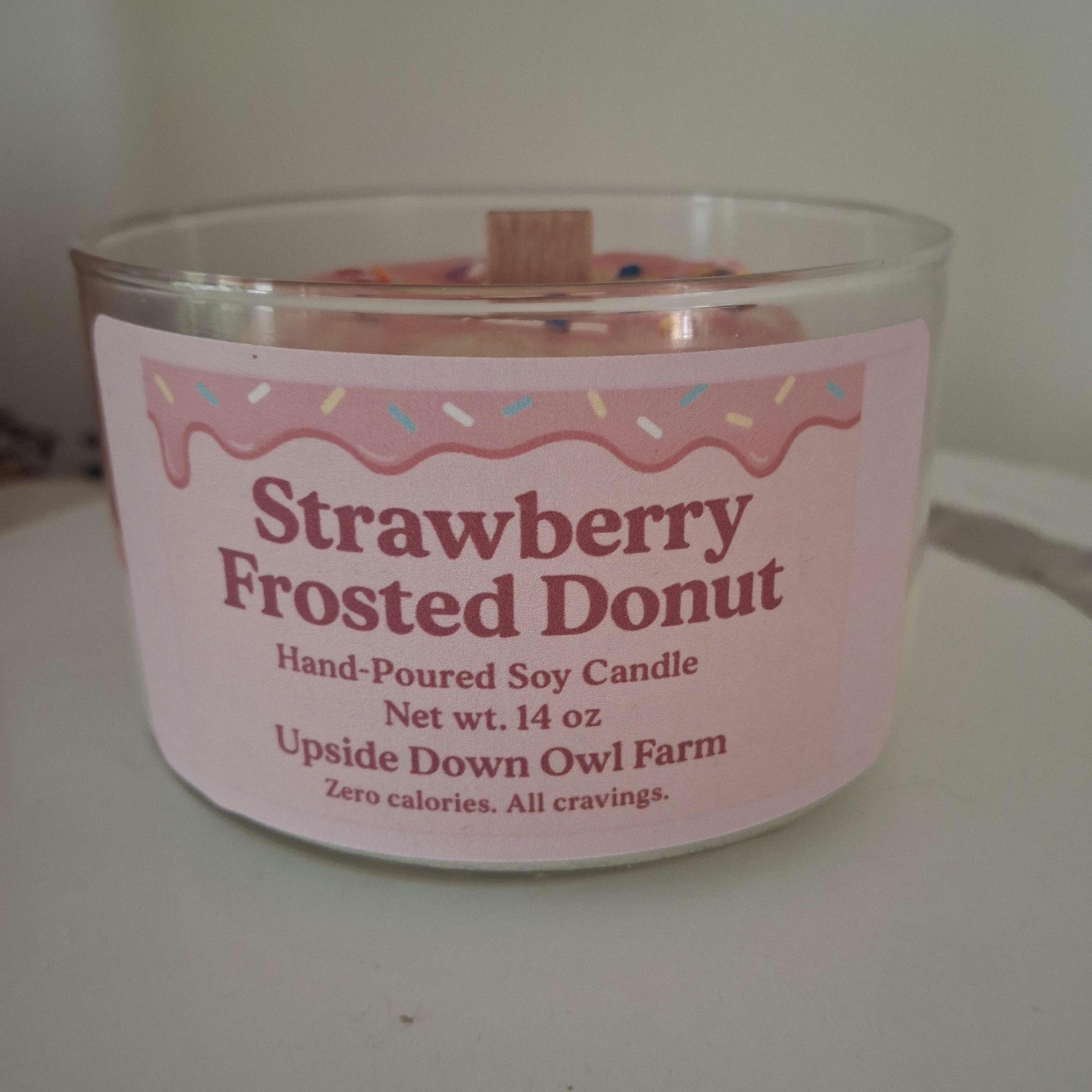 Strawberry Frosted Donut Candle: Bakery Scented Soy Wax Candle - Etsy