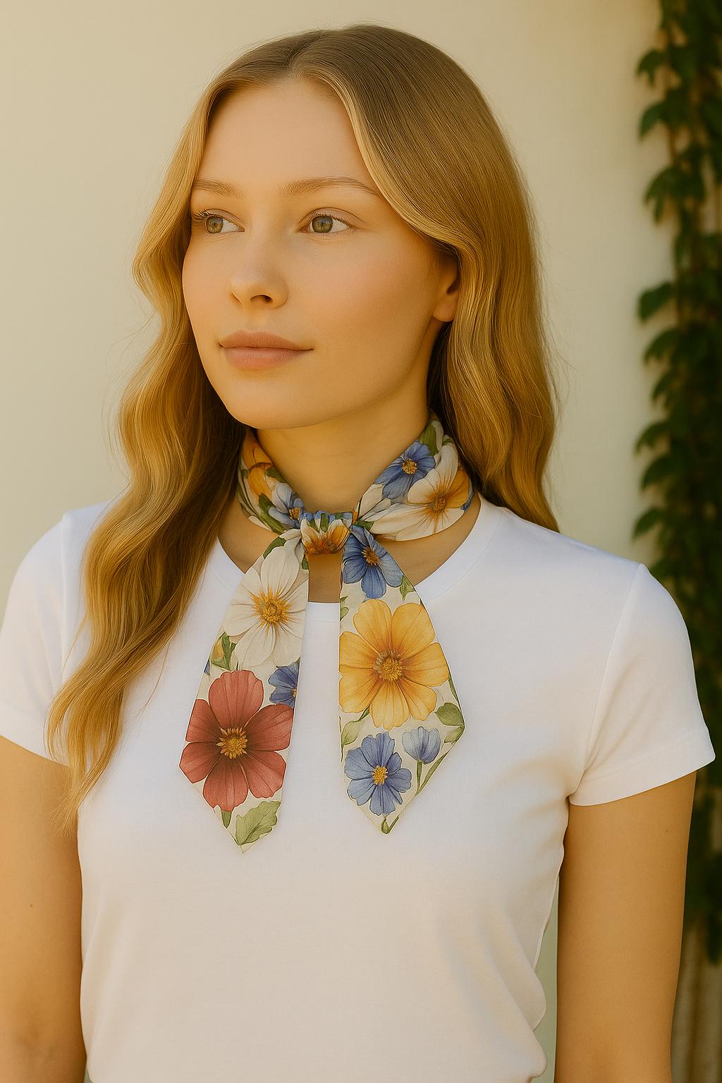 Bohemian Chiffon Floral Scarf for Women, Scarves for Spring, Shawl Wrap ...