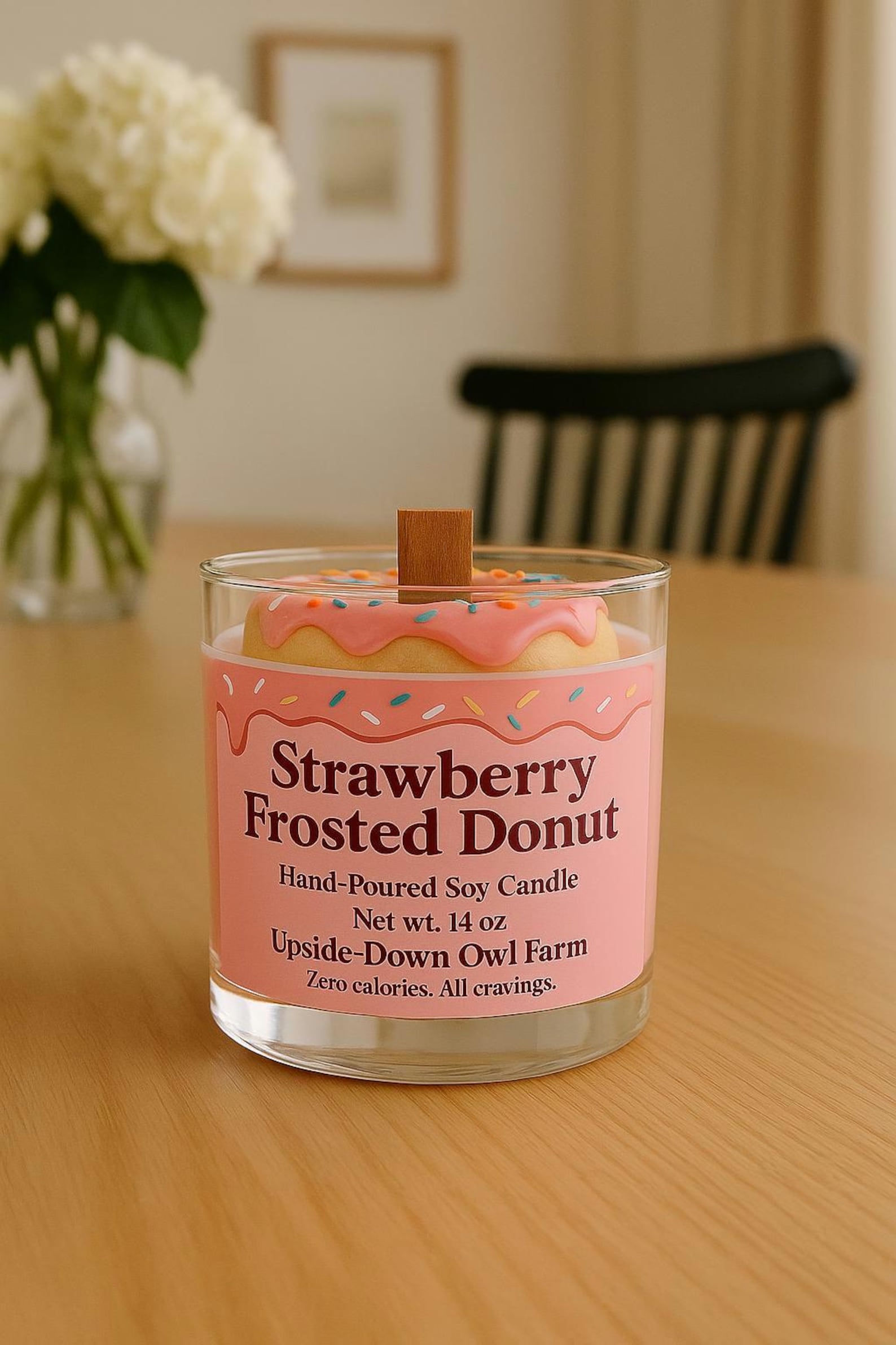 Strawberry Frosted Donut Candle: Bakery Scented Soy Wax Candle - Etsy