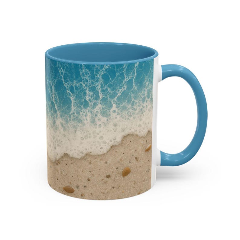 Ocean Wave Coffee Mug, Beach Ceramic Cup With Seafoam Sand Design, 11oz ...