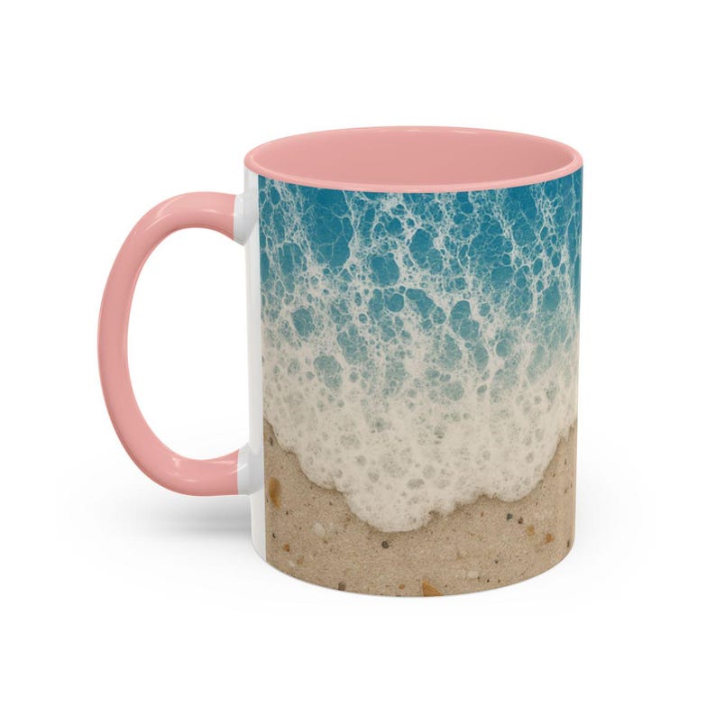 Ocean Wave Coffee Mug, Beach Ceramic Cup With Seafoam Sand Design, 11oz ...