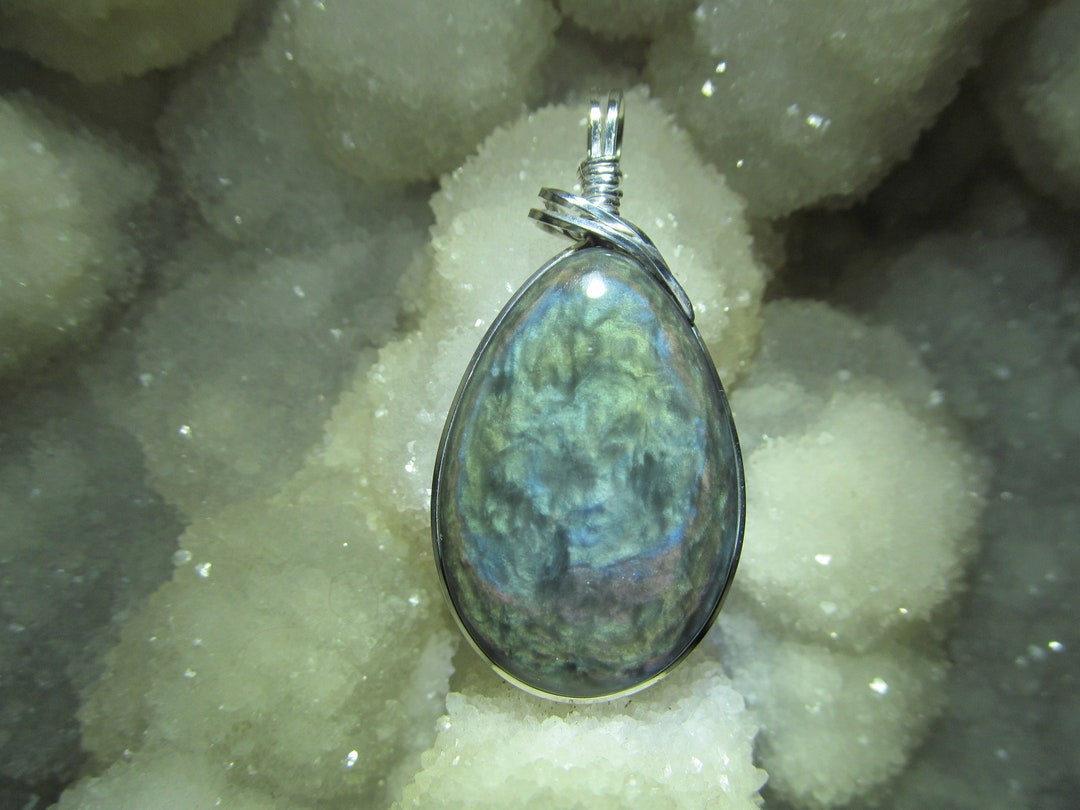 Velvet/peacock Obsidian Pendant - Etsy