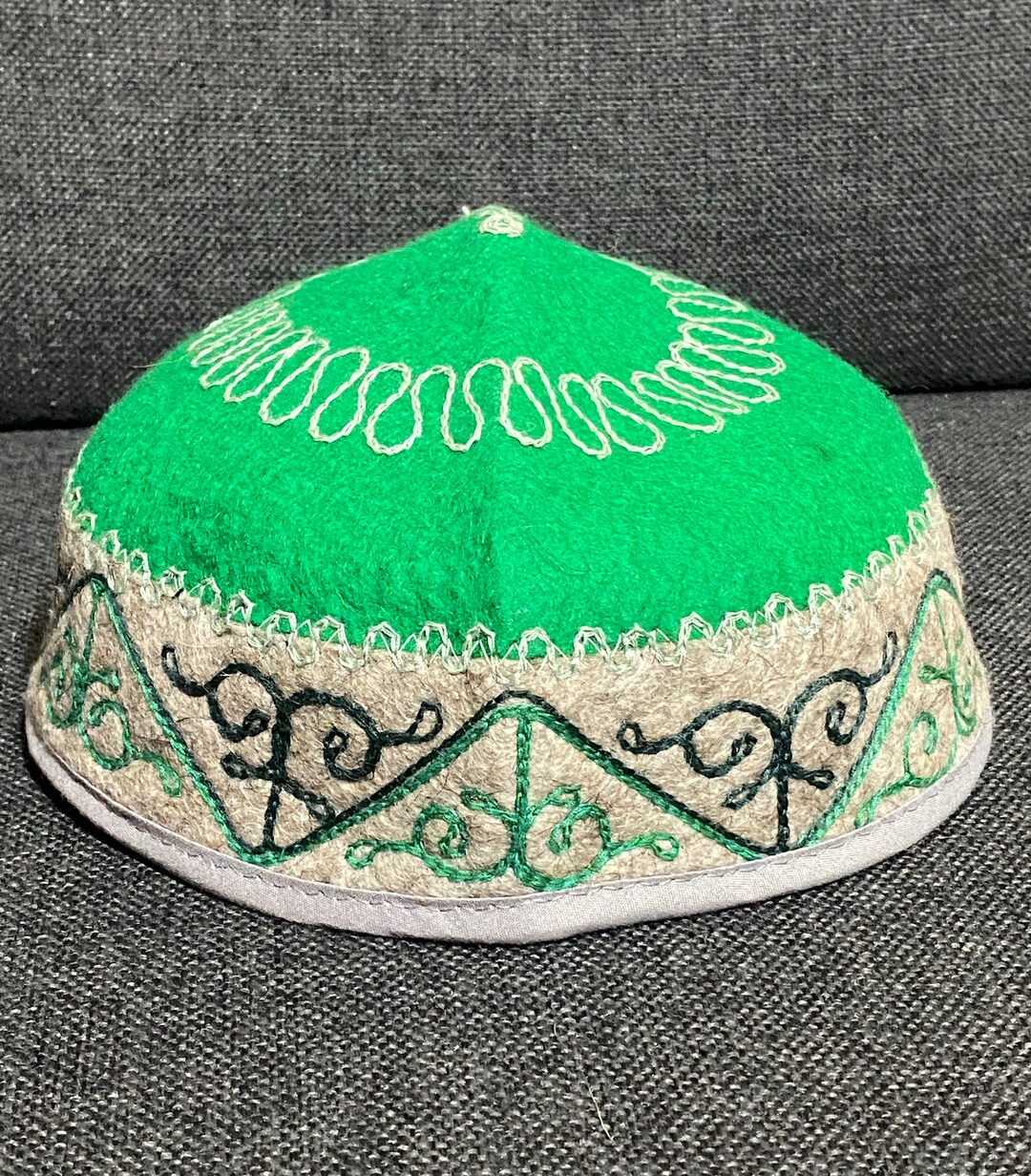 Uzbek Kufi Felt Hat Tubeteika With Cotton Lining - Bukharian Kippah, 60 ...