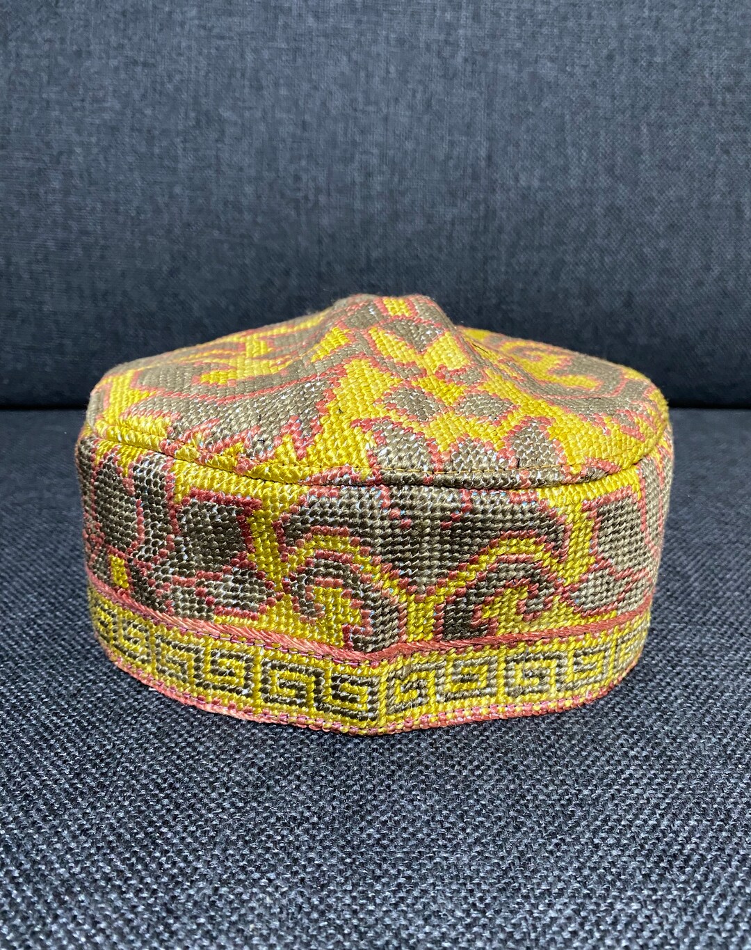 Uzbek Silk Luxury Kufi Hat Tubeteika Bucharian Kippah, 58 Cm / 22.8 ...