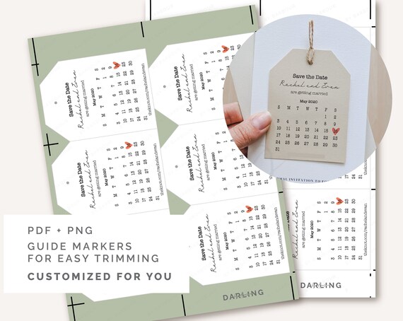 Printable Save the Date Calendar Custom Made - Etsy