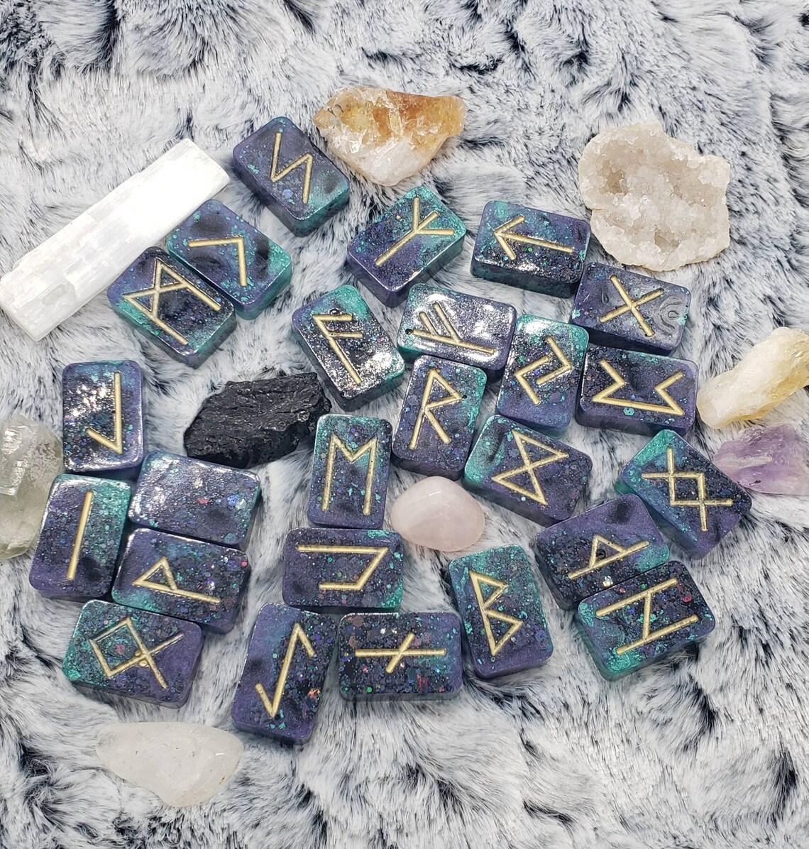 Resin Runes Set Norse Rune Tiles Custom Black Obsidian Runes | Etsy