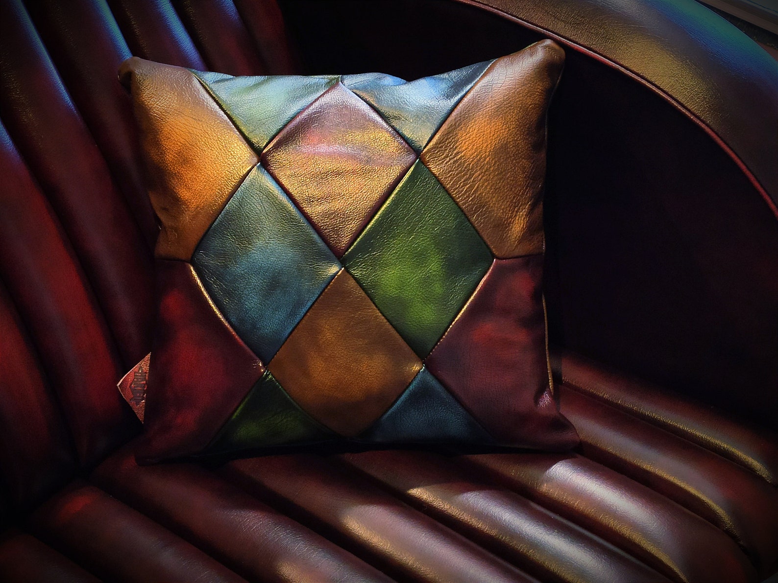 Unique Real Leather Pillows Modern Patchwork Colour Handmade in Italy ...
