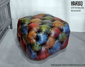 Chesterfield Leather Footstool Ottoman Open Lid Box Handmade in England ...