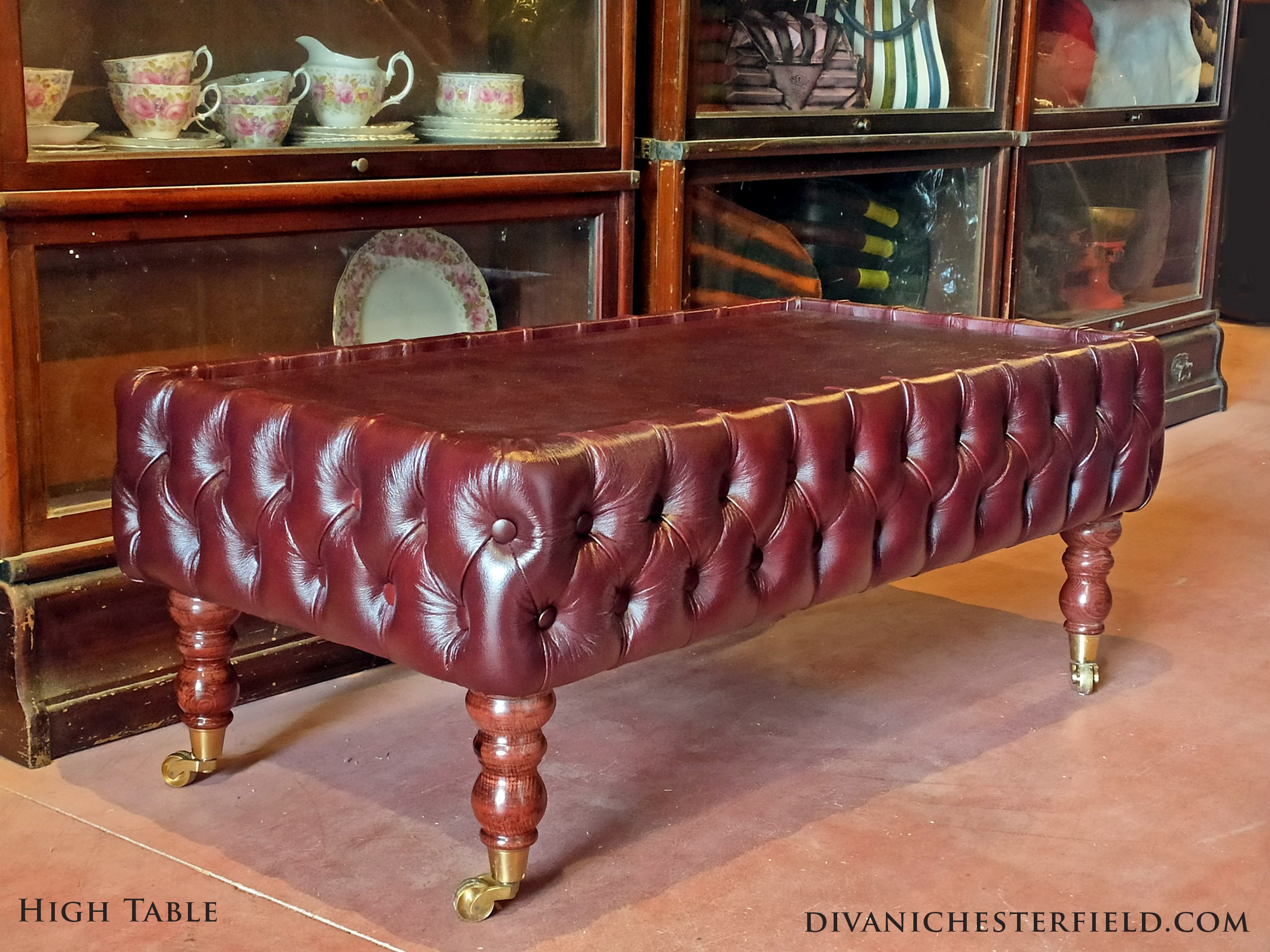 Original Chesterfield Leather Coffee Table Livingroom Ottoman Classic ...