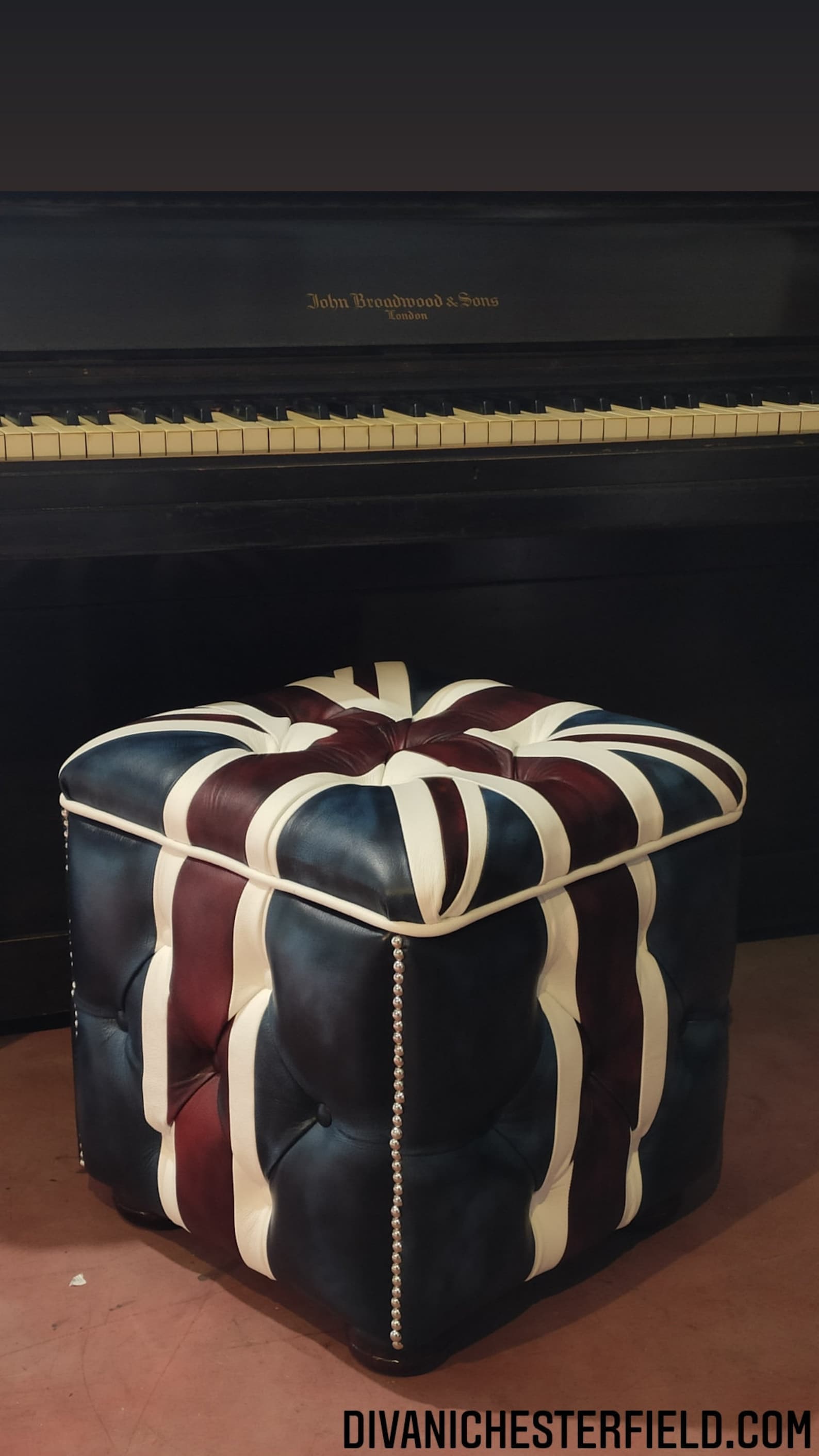 Leather Footstool Ottoman UK JACK USA Flag Handmade in Italy - Etsy