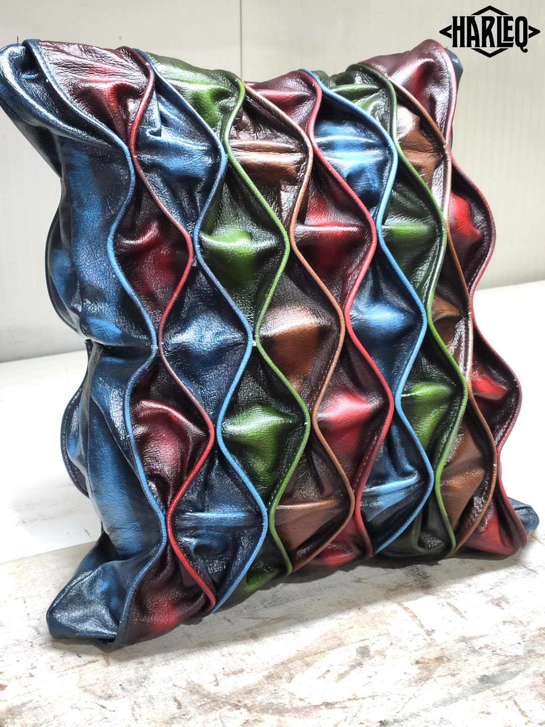 Handmade Embossed Leather Pillow: Italian Decorative Cushion - Etsy