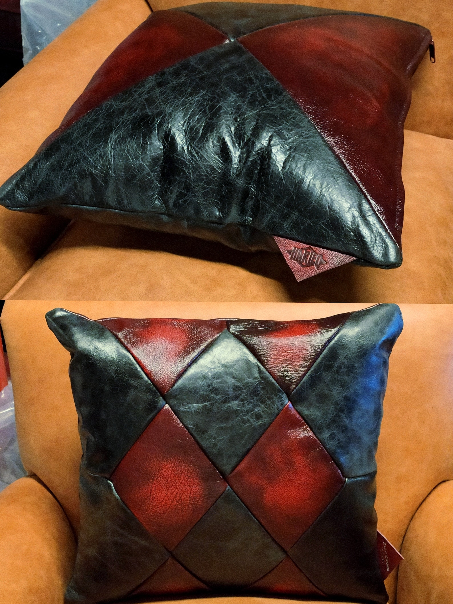 Unique Real Leather Pillows Modern Patchwork Colour Handmade in Italy ...