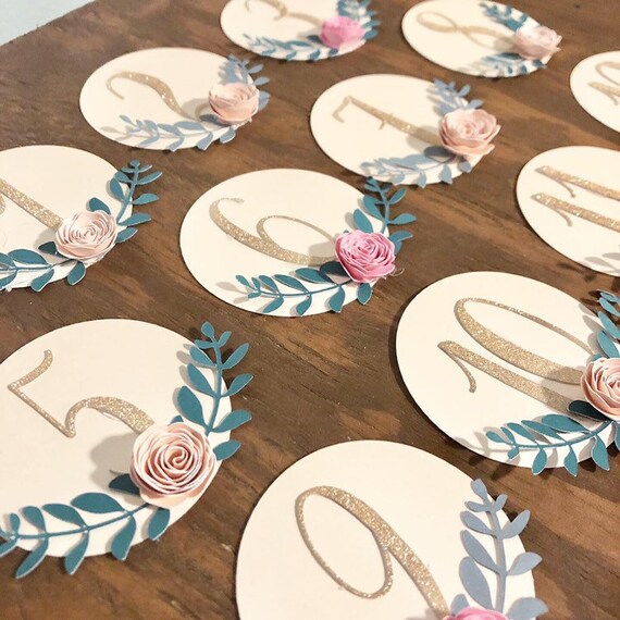 Boho Floral Theme First Birthday Monthly Milestone Photo Clip - Etsy