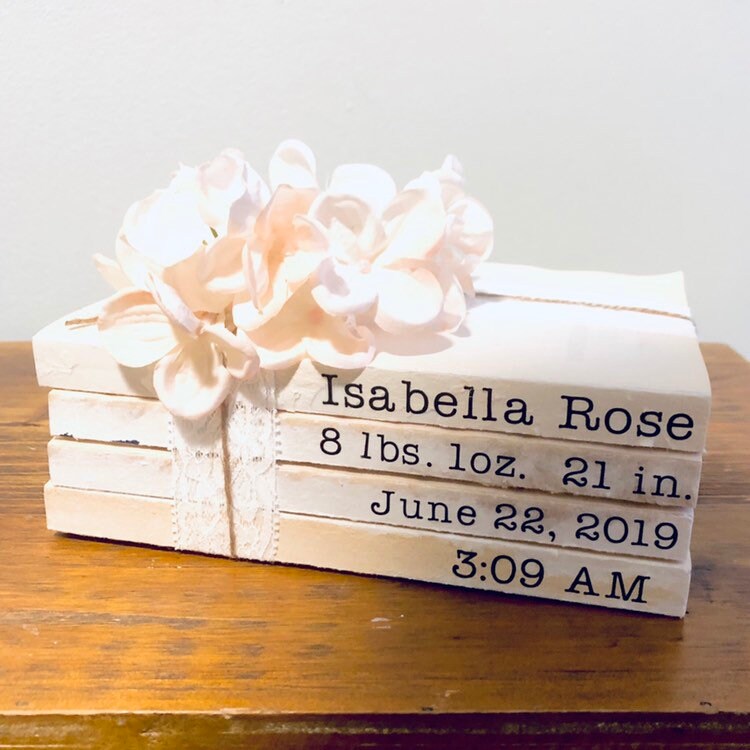Birth Stat Book Stack / Newborn Gift/ Homecoming Gift/ Baby Gift ...