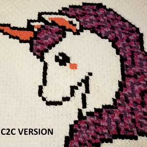 Unicorn Pattern, C2C, Single Crochet, Row by Row, Grid, Unicorn ...