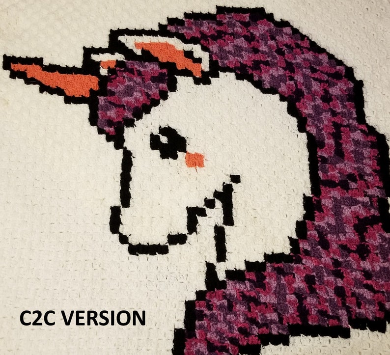 Unicorn Pattern C2C Single Crochet Row by Row Grid - Etsy