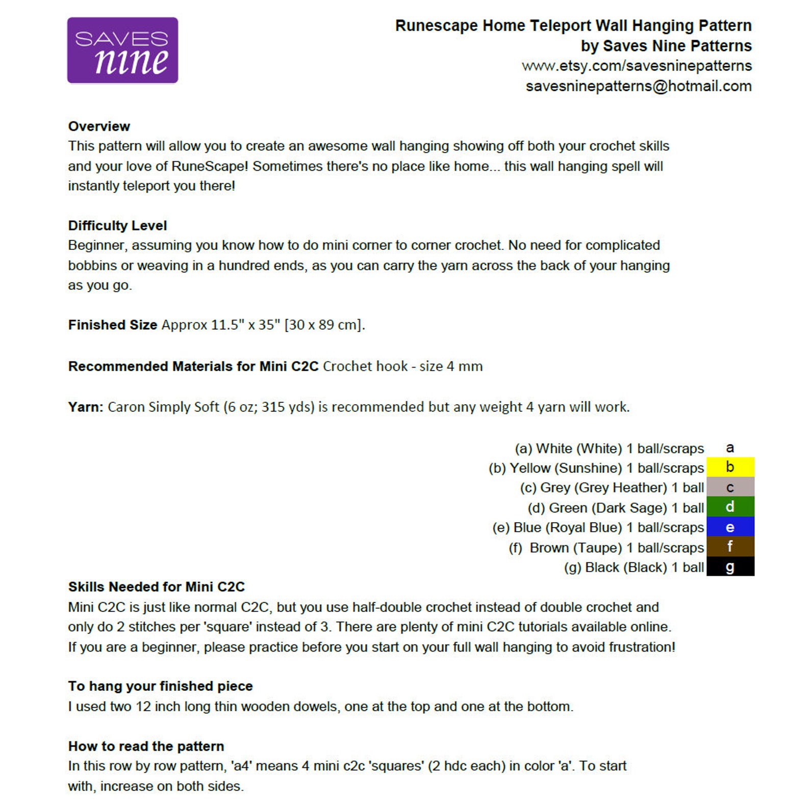 Runescape Home Teleport Wall Hanging Pattern, Grid, Row by Row, Mini ...