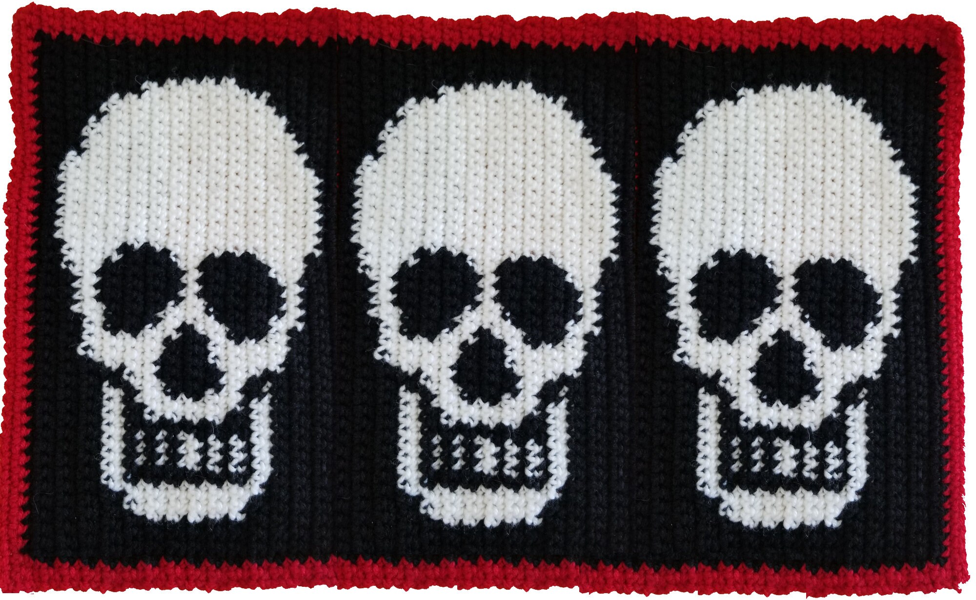 Skull Crochet Pattern, for Banner, Scarf, Potholder, Table Mats, Table ...