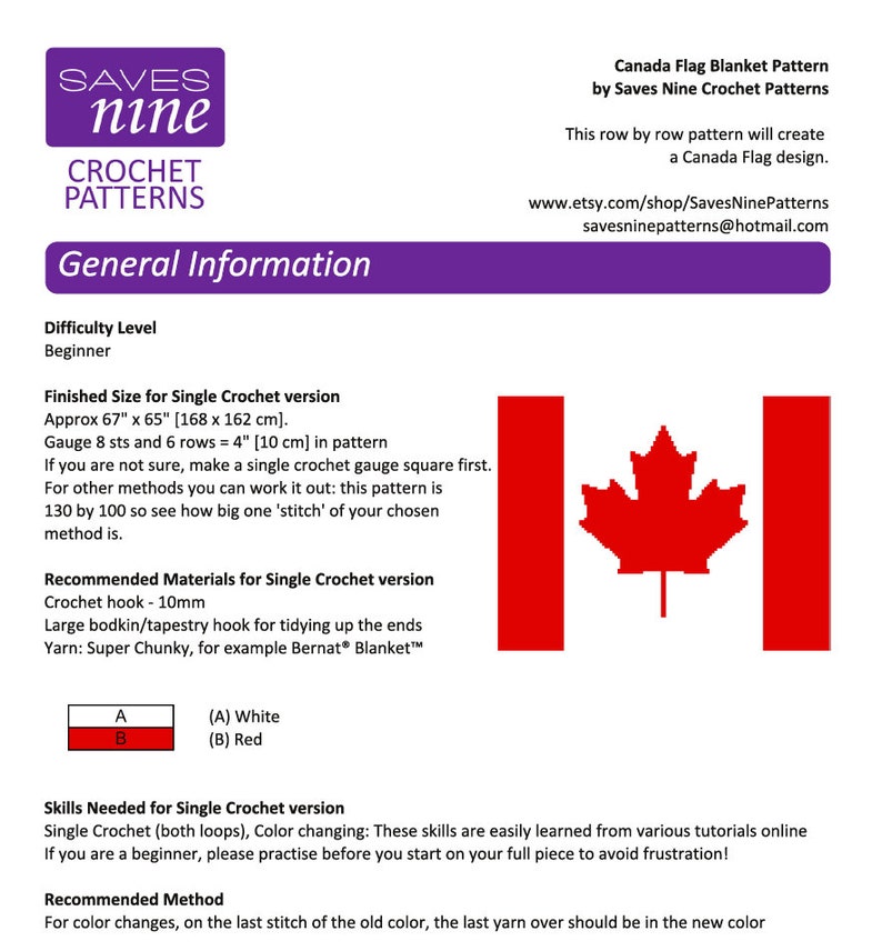 Canada Flag Crochet Blanket Pattern Row by Row C2C Grid - Etsy