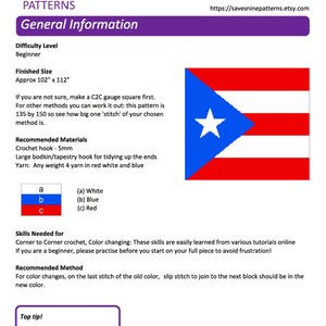 Puerto Rico Flag KING SIZE Crochet Blanket Pattern for C2C - Etsy