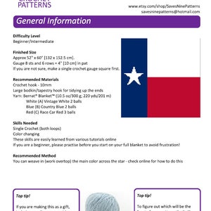 Texas Flag Crochet Blanket Pattern, Row by Row, Grid, Single Crochet ...