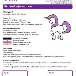 Unicorn Pattern, C2C, Single Crochet, Row by Row, Grid, Unicorn ...