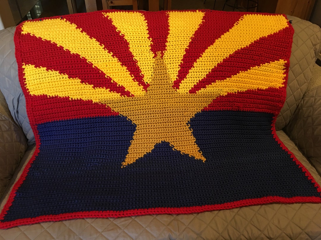 Arizona State Flag Crochet Blanket Pattern, Row by Row, Grid, Single ...