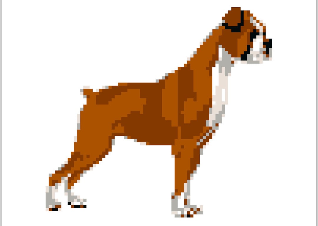 Boxer Dog Blanket, Crochet Pattern, Natural Ears, Row by Row, Grid ...