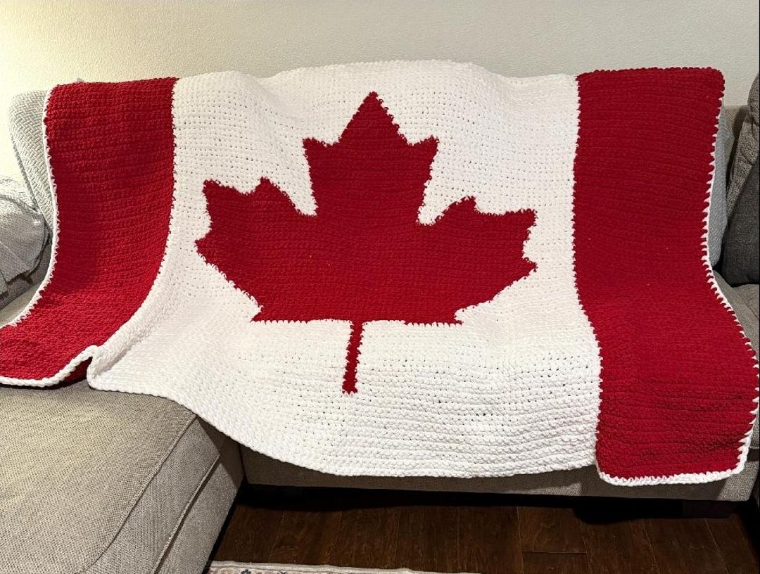 Canada Flag Crochet Blanket Pattern, Row by Row, C2C, Grid, Single ...