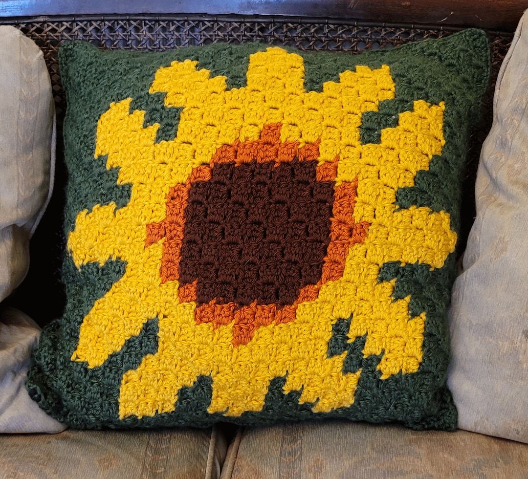 Sunflower C2C Crochet Cushion Cover Pattern - Etsy