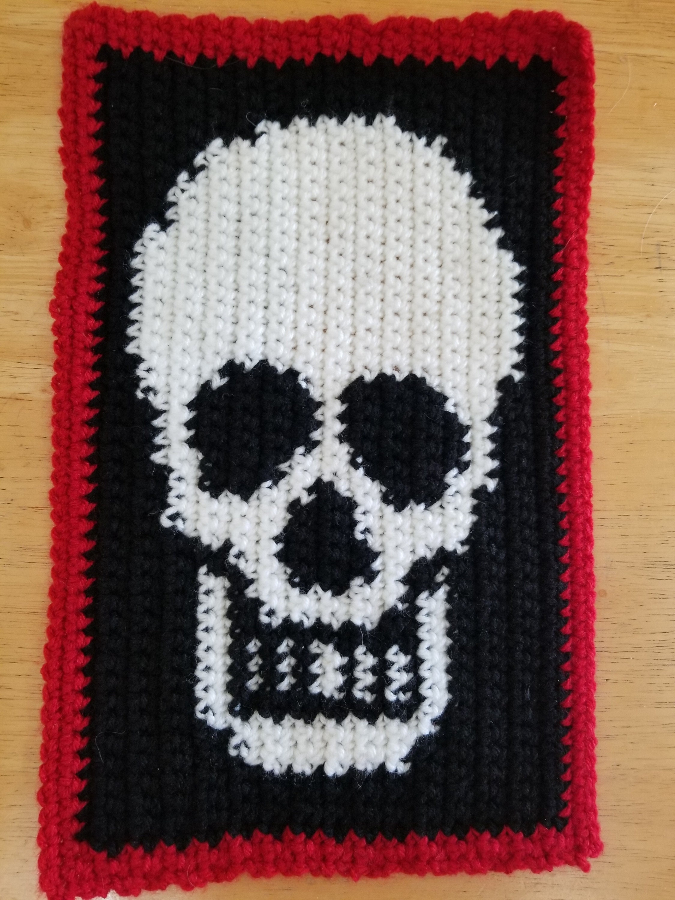 Skull Crochet Pattern, for Banner, Scarf, Potholder, Table Mats, Table ...