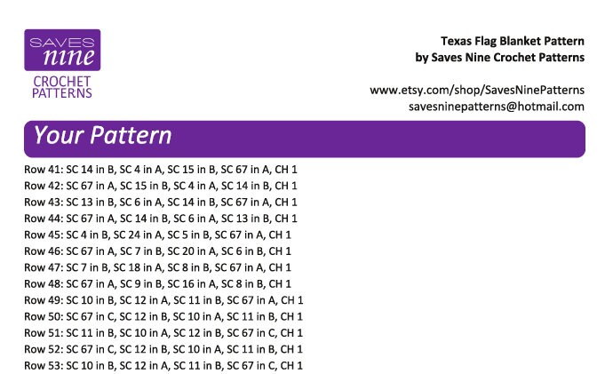 Texas Flag Crochet Blanket Pattern, Row by Row, Grid, Single Crochet ...