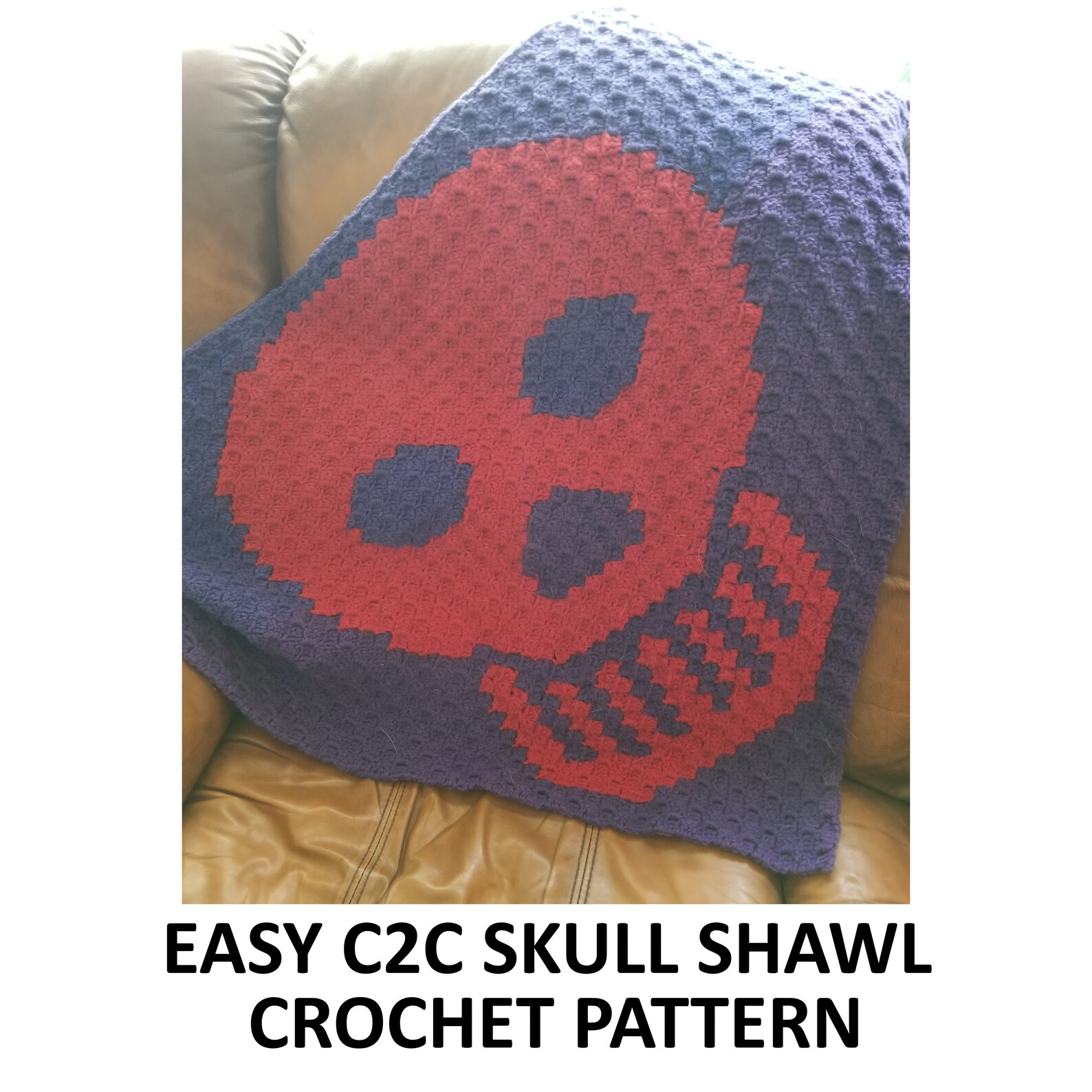 Skull Shawl Crochet Pattern for C2C, With Full Row by Row and Grid - Etsy