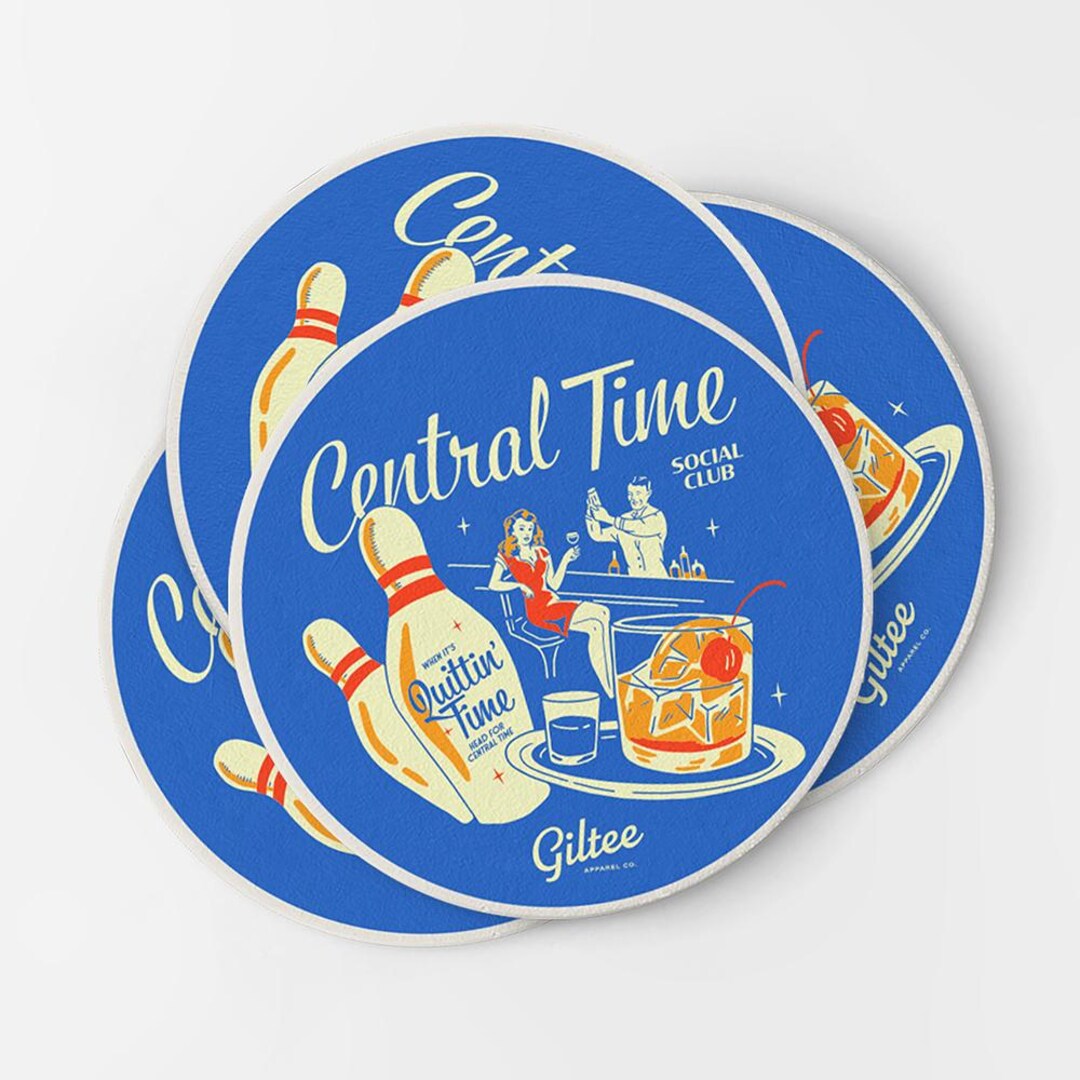 Central Time Bowling Souvenir Coasters - 4 Pack - Etsy