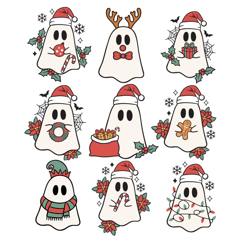 Christmas Ghosts, Holiday Spirit Ghosts, Christmas Shirt Design, Ghost ...