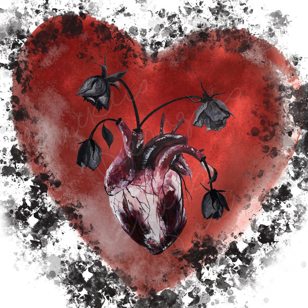Black Heart Black Floral Heart Heart Heart Png Digital - Etsy