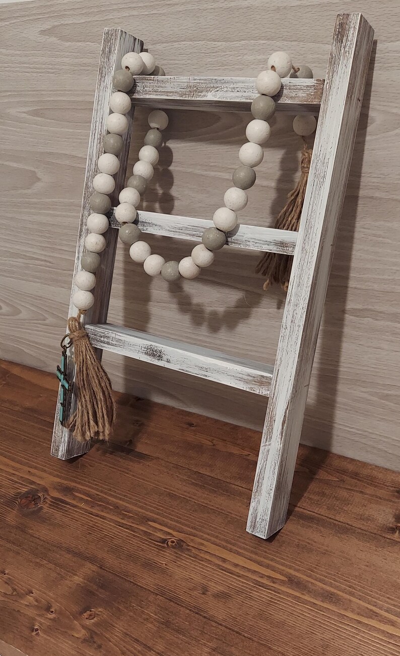 Farmhouse Wood Kitchen Ladder, Counter Ladder, Bathroom Ladder, Mini ...