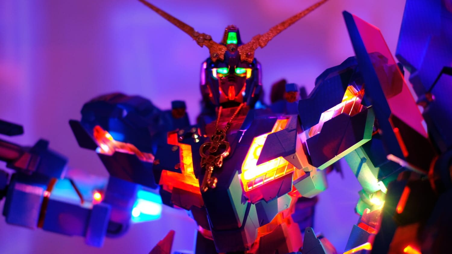 CUSTOM Mega Unicorn Gundam LED Light System Blue & Pink Paint Job W ...