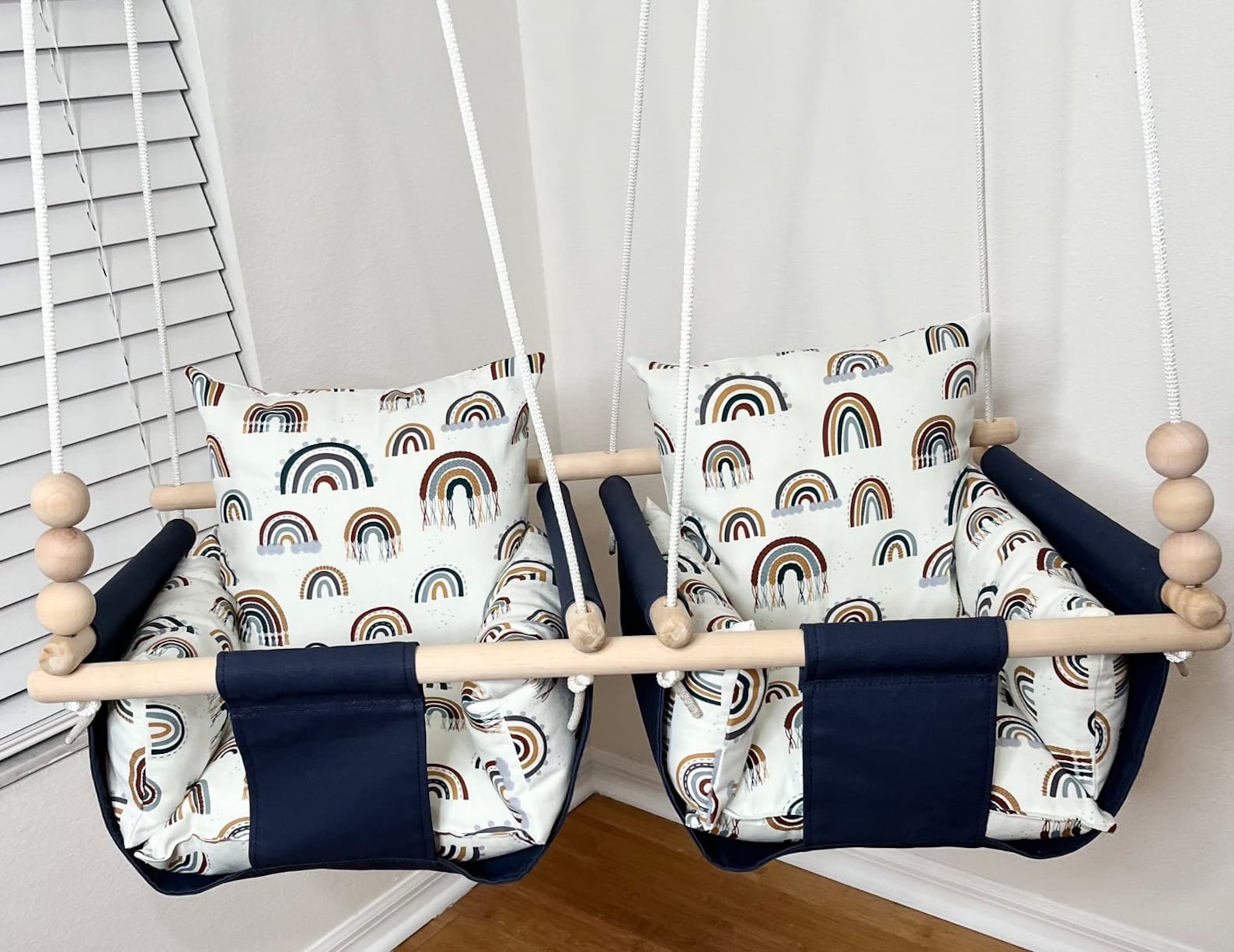 Twin's Baby Swing Indoor, Twin's Navy Rainbow Playroom Swing, Nursery ...