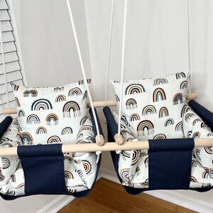 Twin's Baby Swing Indoor, Twin's Navy Rainbow Playroom Swing, Nursery ...