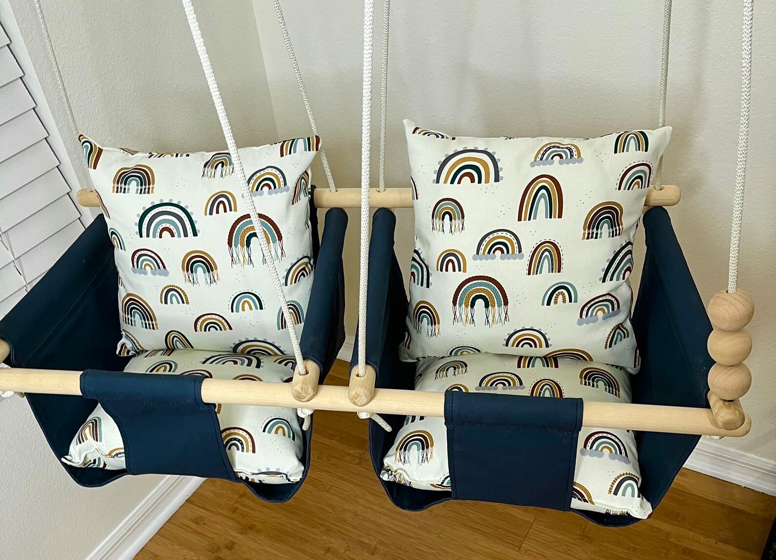 Twin's Baby Swing Indoor, Twin's Navy Rainbow Playroom Swing, Nursery ...